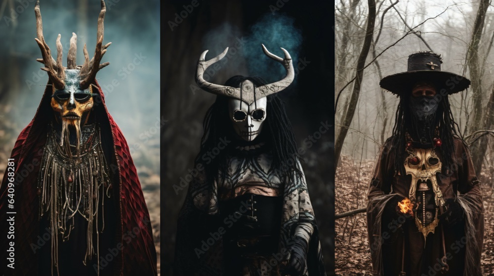 Humans in Animal Masks Convene in the Underworld, Partaking in the ...