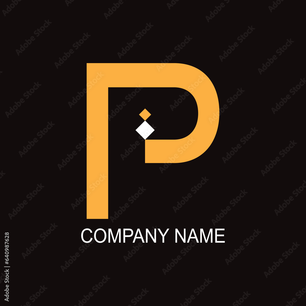 Simple P letter Logo. CMYK color mode. Editable Color. Free font used ...