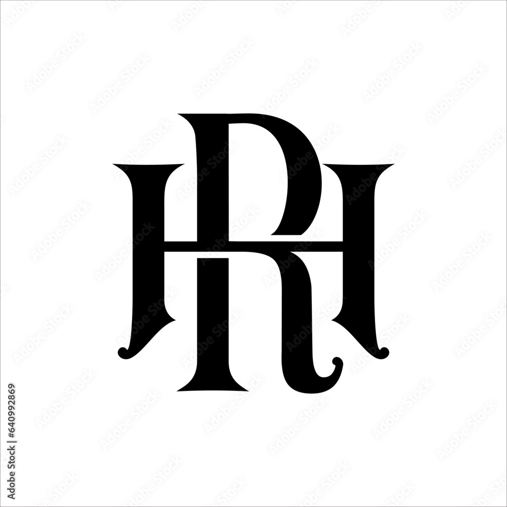 Initial letter H, R, HR or RH overlapping, interlock, monogram logo ...