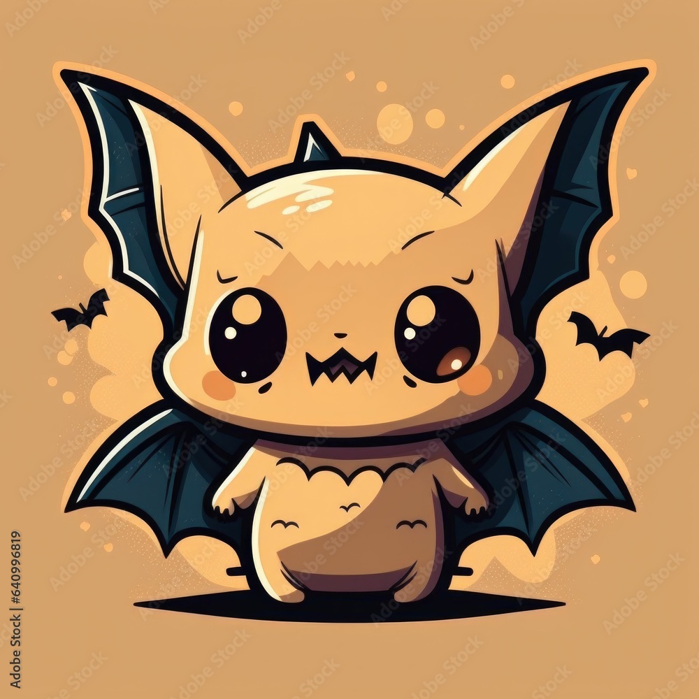 Adorable Vector Drawing of a Single Bat in 2D Game Cartoon Style ...