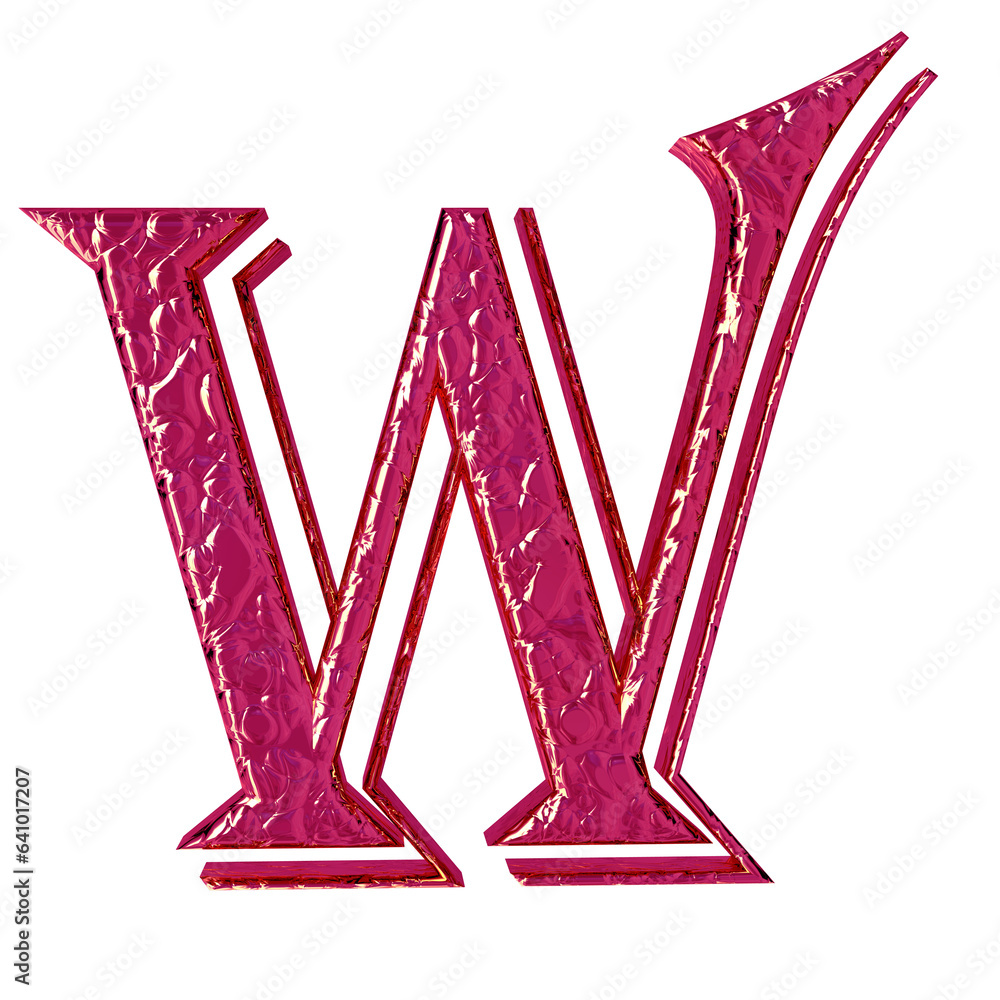 Fluted pink symbol. front view. letter w Stock Illustration | Adobe Stock