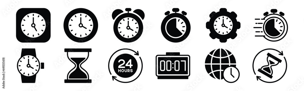 Vetor de Timers icon set. Time and clocks flat icons. Stopwatch ...
