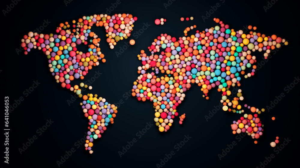 A world map, composed of vibrant dots, resembles a mosaic of global ...