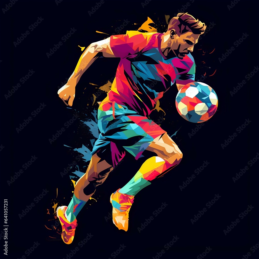 Generative AI of colorful football player silhouettes Stock ...