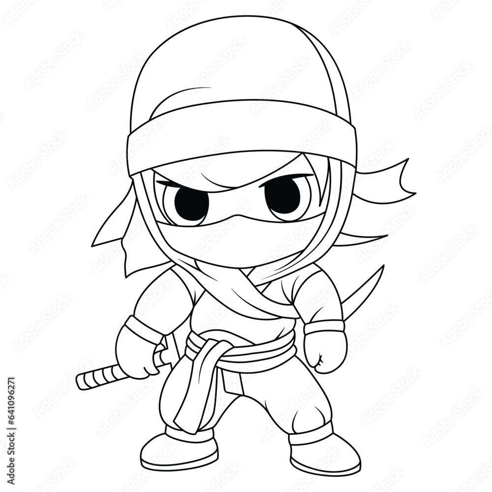 ninja coloring page for kids isolated clean and minimalistic line ...