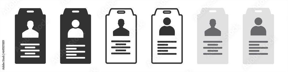 Identification Card icon set. Identification card outline icon. Driver ...