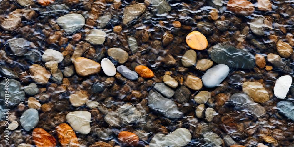 River rocks or stones in a small creek or stream with water flowing ...