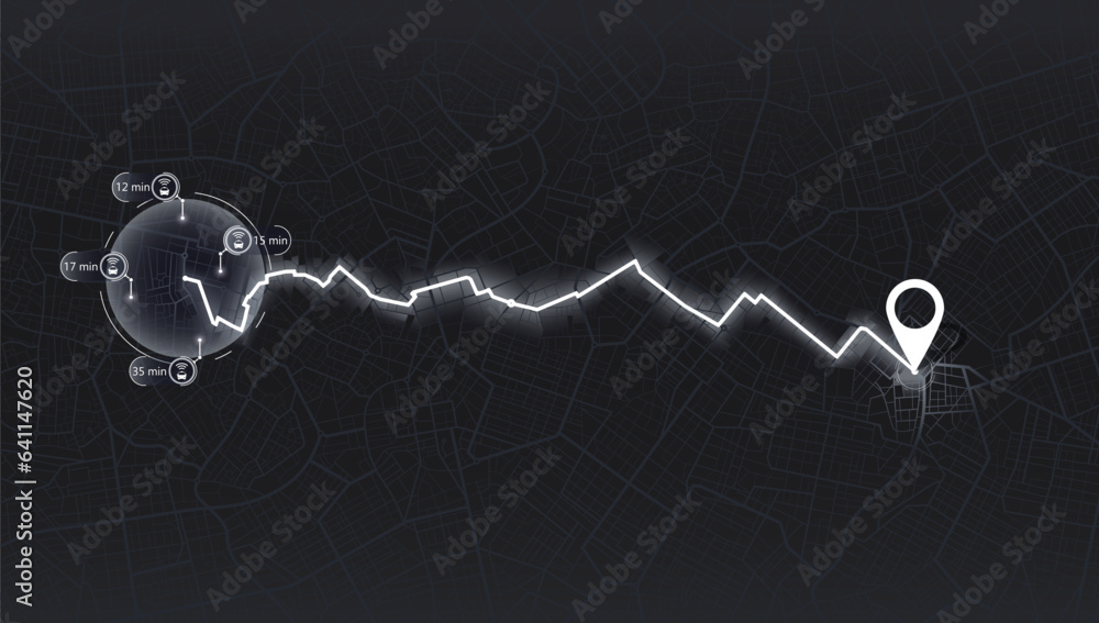 Gps map navigation to own house with smartphone app. Location mark and ...