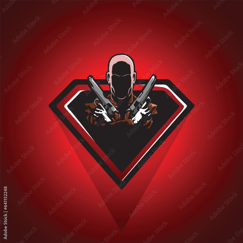 Serial killer with a contract to kill. Vector of a spy agent with guns ...