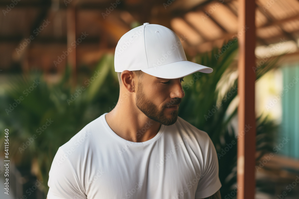 White Blank Baseball Hat | White Male Model | Boho Mockup | Fabric ...
