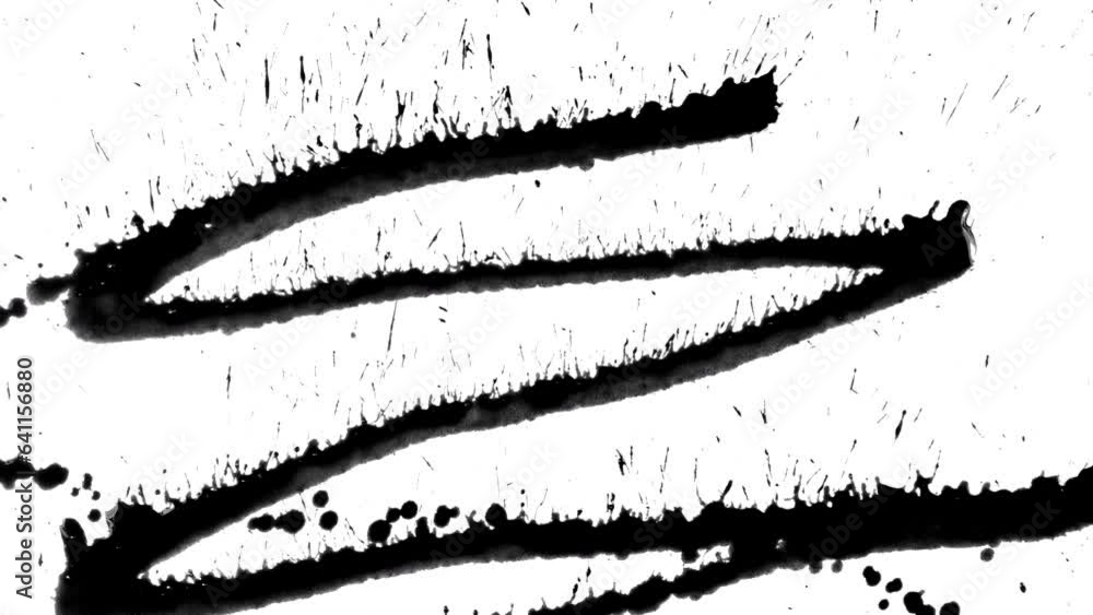 Black ink abstract background artistic flow splatter spots spills white ...
