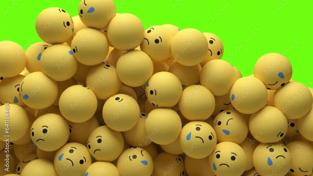 Editorial footage: Animation of falling and filling screen yellow balls ...