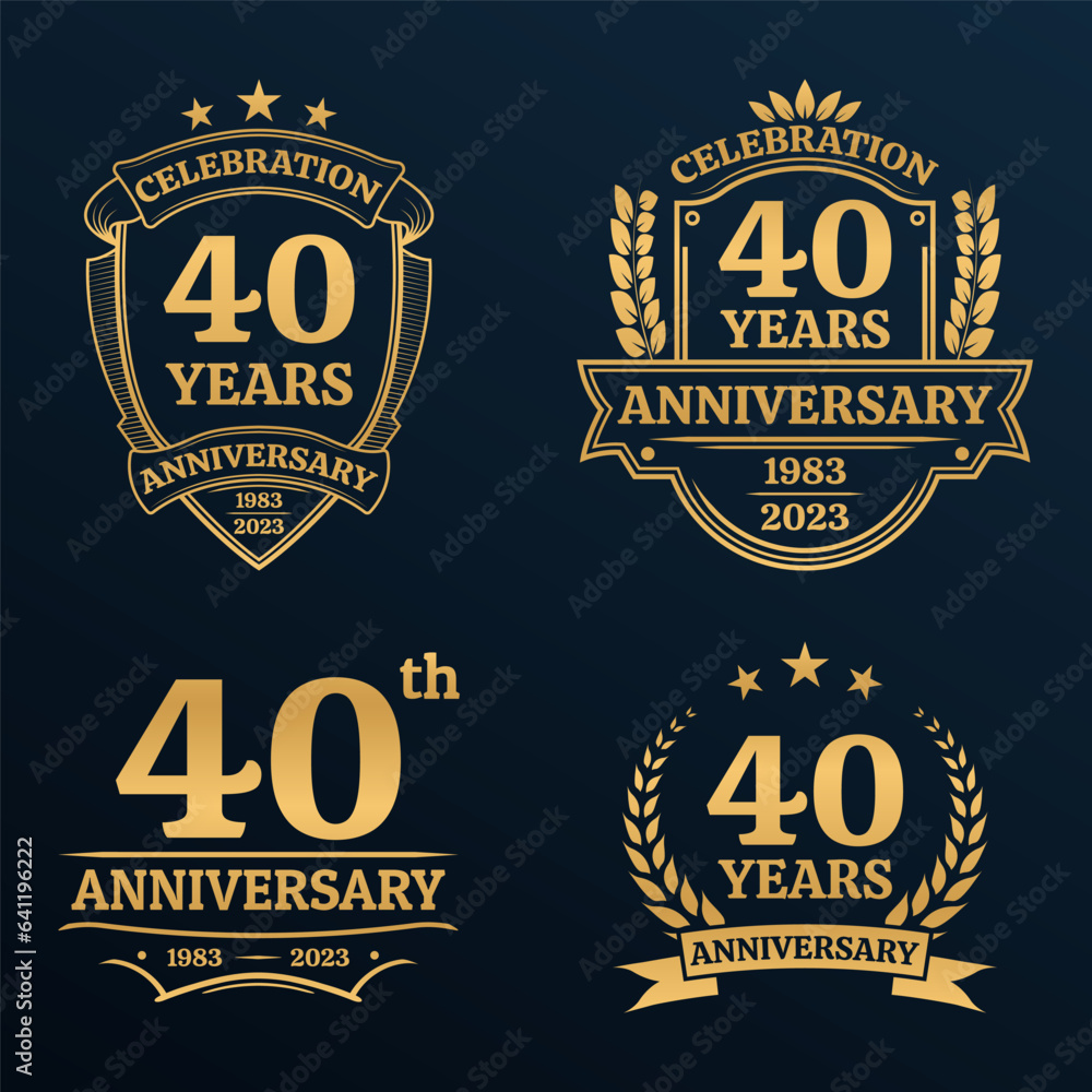 40 years anniversary icon or logo set. Vintage birthday banner design ...