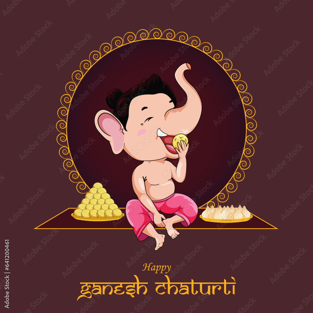 Vector 'Ganesh Chaturthi' Lord Ganesh eating sweets templates Stock ...