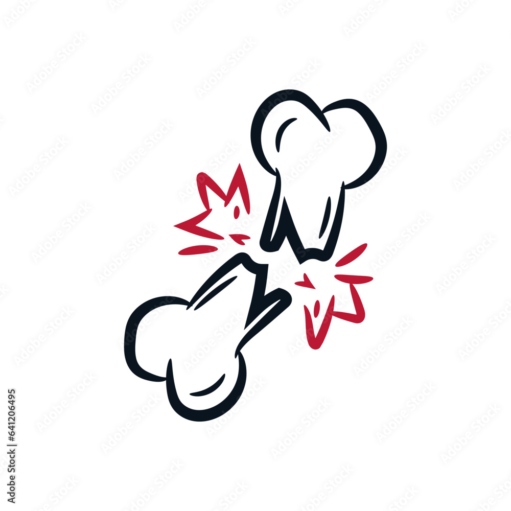Broken bones fracture hand drawn icon doodle sketch vector illustration ...