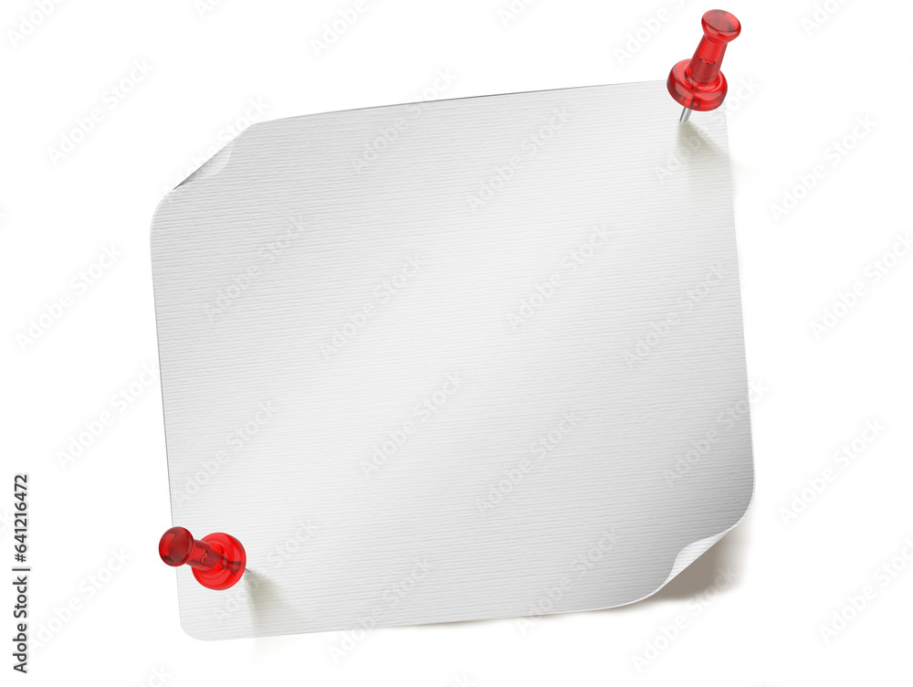 Realistic blank paper sheet and red push pin on transparent background ...