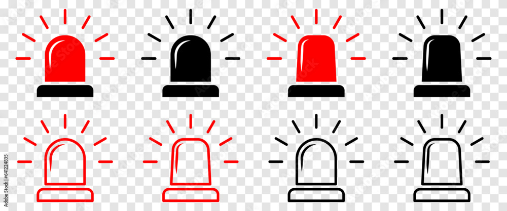 Set of flasher icons. Police and ambulance symbol. Vector illustration ...