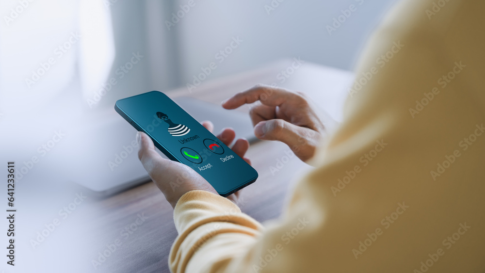 Man answering the incoming call. The phone call was from an unknown ...