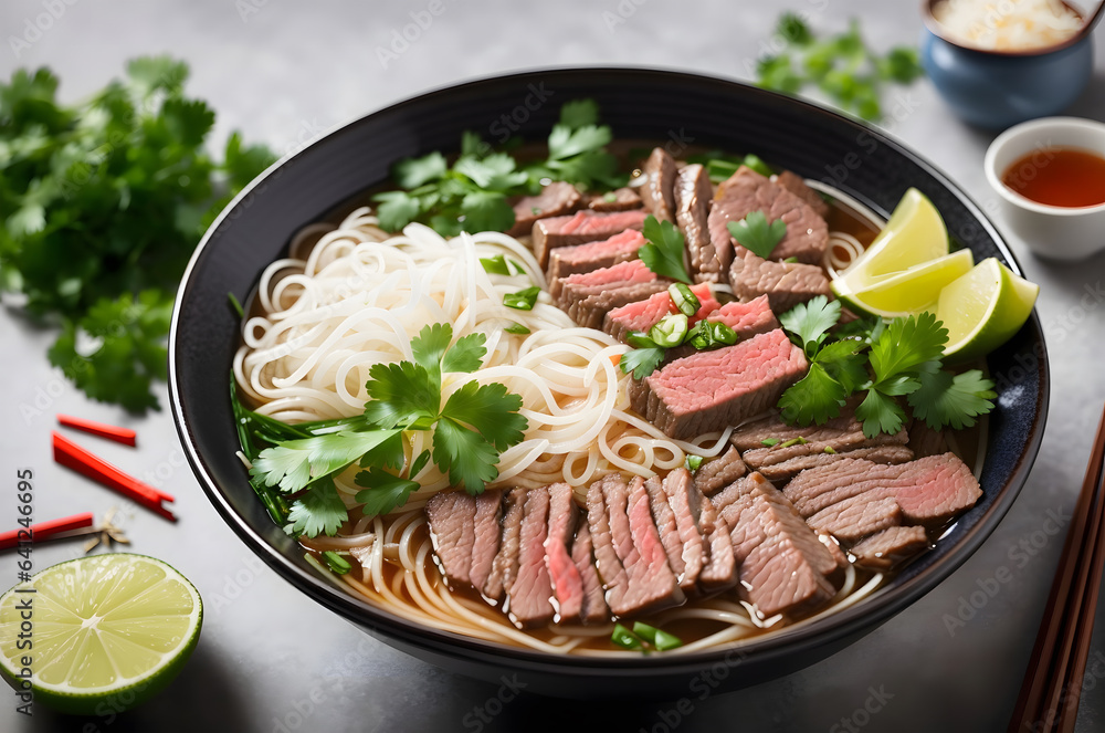 a delightful plate of Vietnamese pho, with fragrant beef broth, thin ...