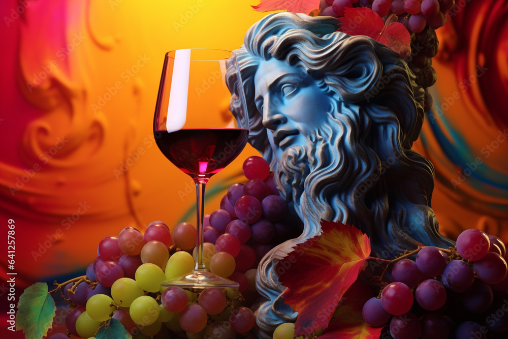 An abstract portrayal of Dionysus, the Greek god of wine and fertility ...