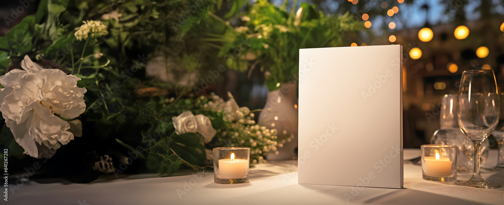 menu de restaurant vierge avec cadre en bois, dans un décors de ...