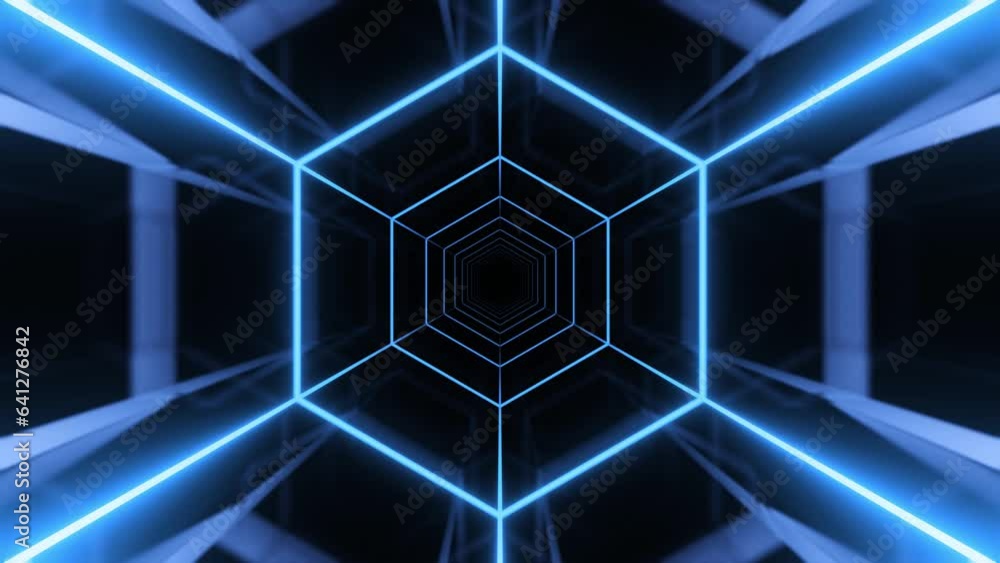 Seamless loop abstract tunnel animation. VFX. light streaks effect ...