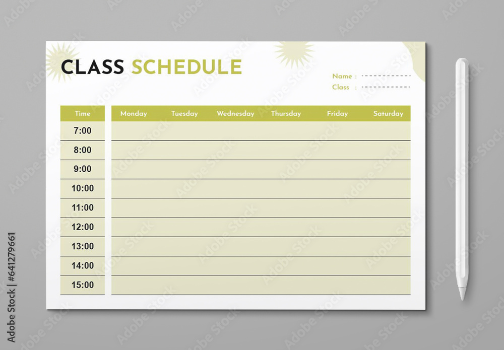 Class Schedule Design Template Stock Template | Adobe Stock