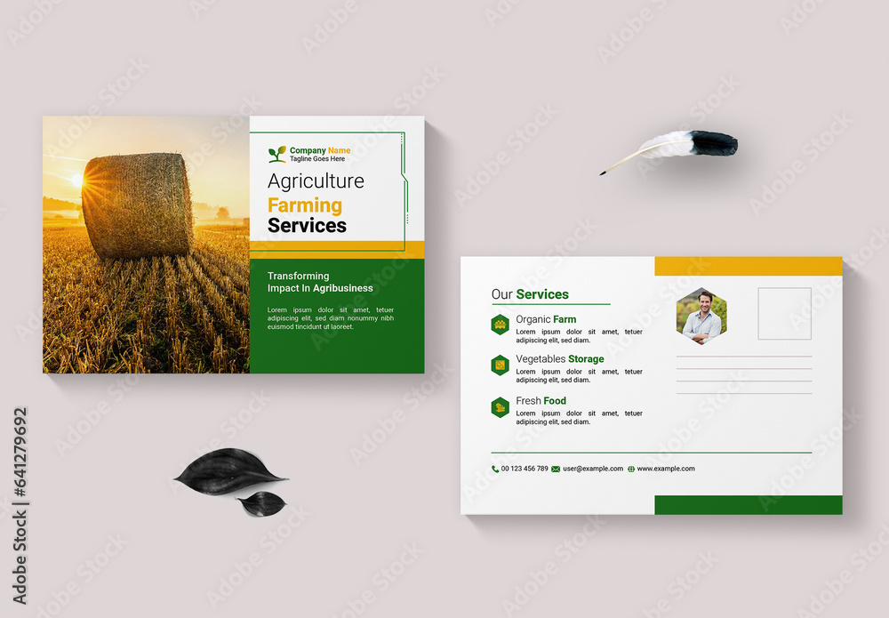 Farming Postcard Design Template Stock Template | Adobe Stock