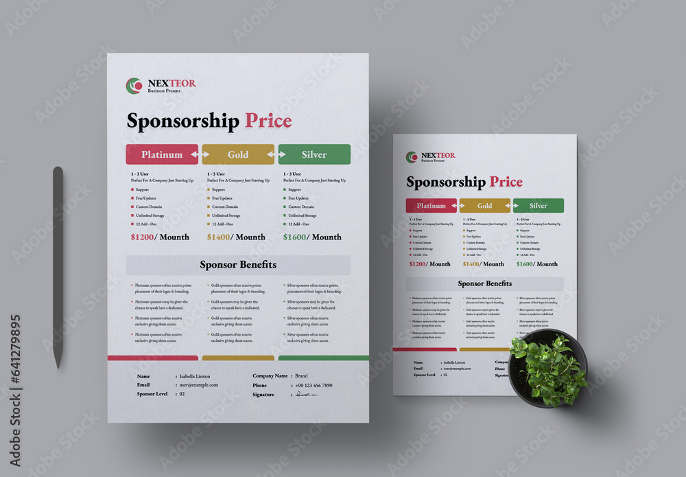 Sponsorship Price Design Template Stock Template | Adobe Stock