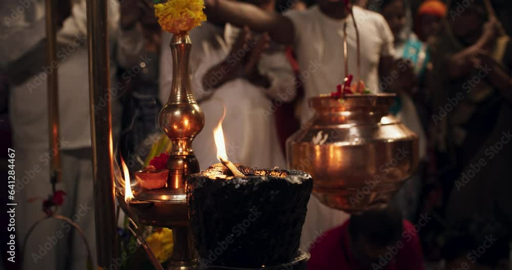 Hindu Religious Ceremony Traditions: Slow Motion of Group of People ...