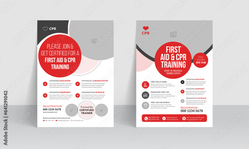 CPR training flyer templates with first aid course for admission poster ...