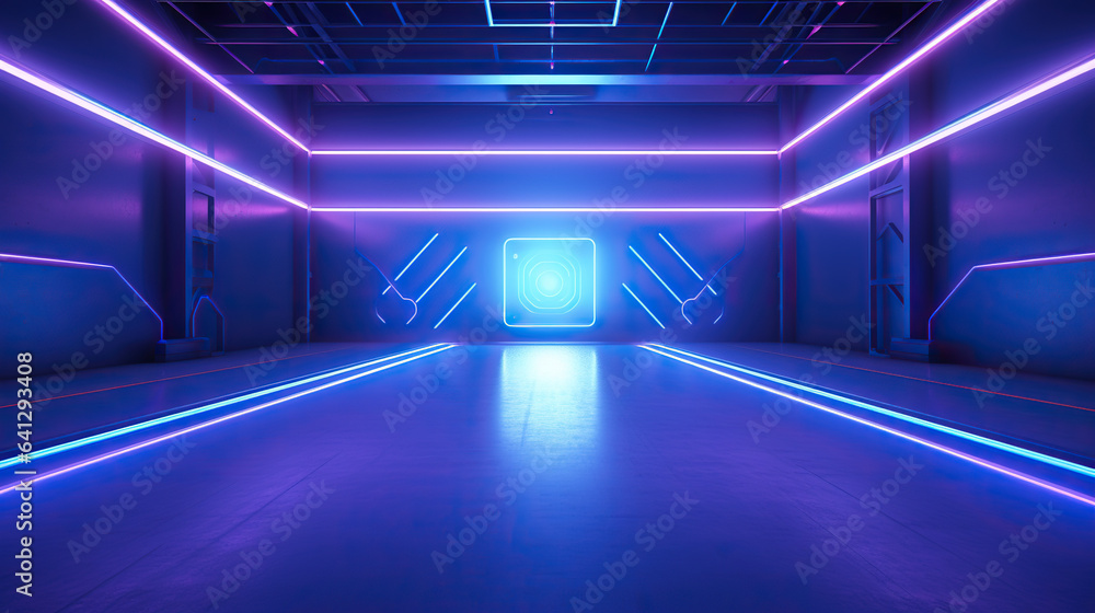 game corridor wall indoor room background empty neon interior arena ...