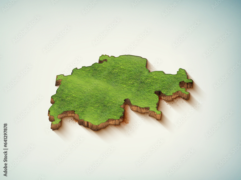 High-quality Switzerland 3D soil map, Switzerland 3D soil map render ...