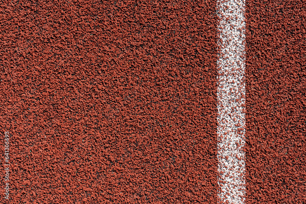 Running track surface with lanes and lines on a track and field ...