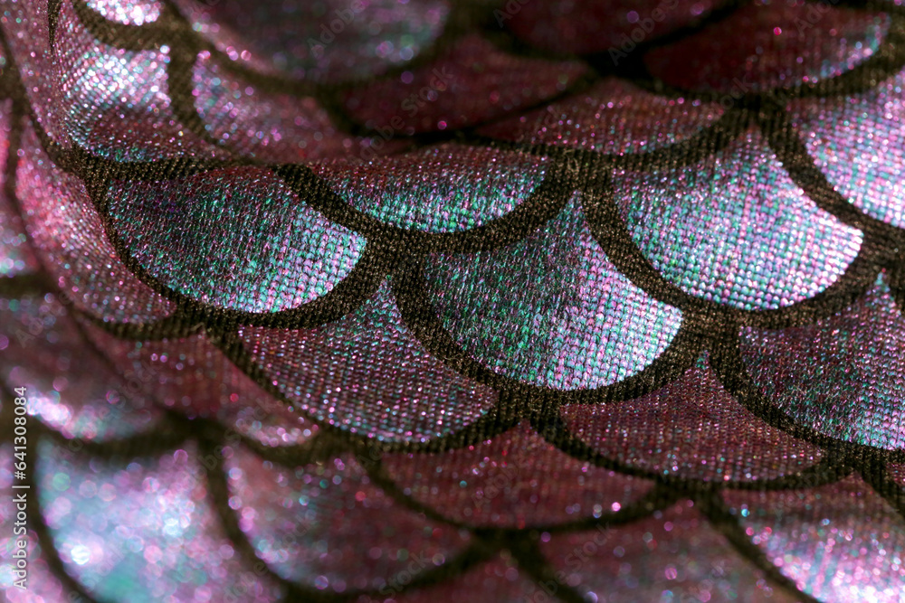 Mermaid tail pattern, close up. Sparkle spandex fish skin texture ...