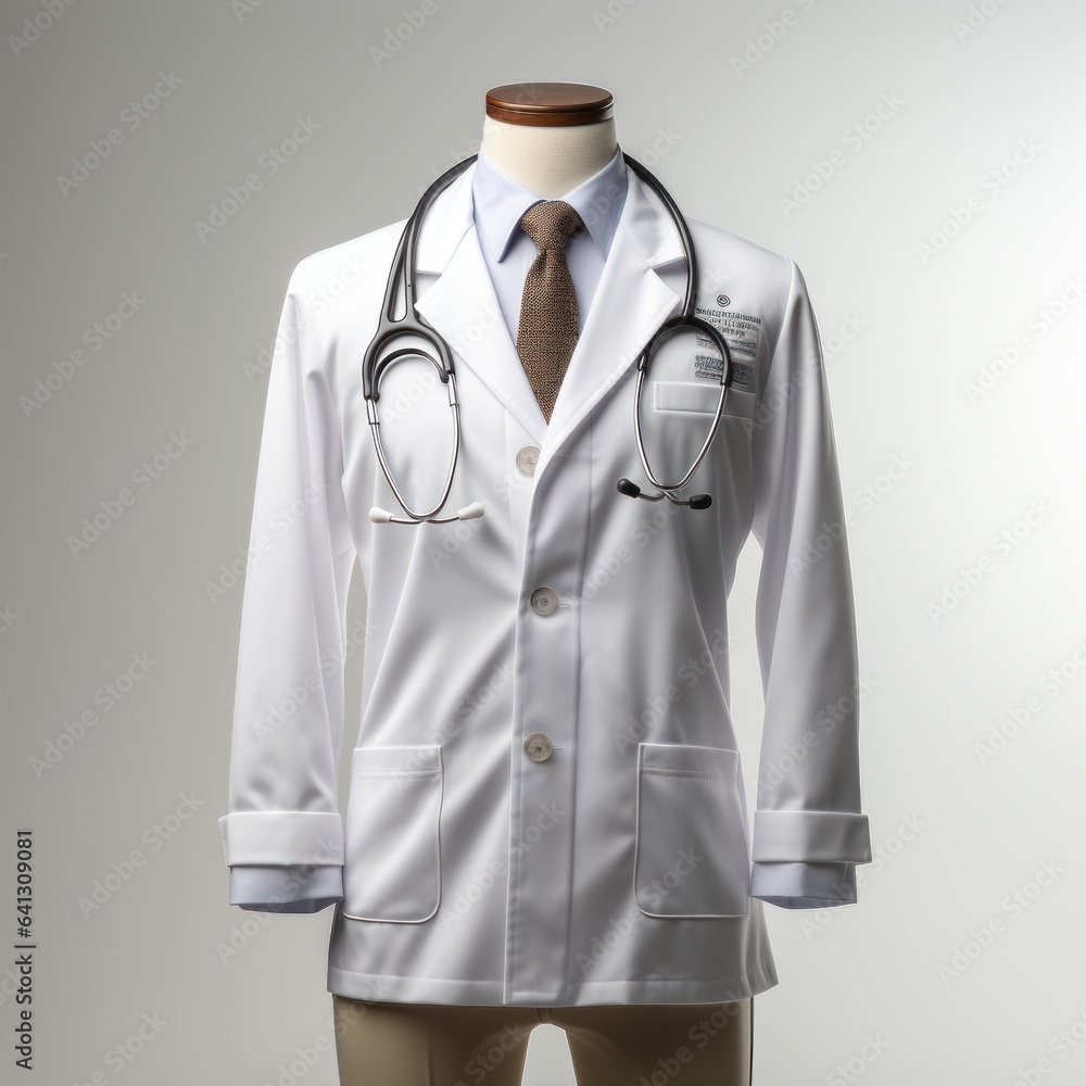Plain background isolate, doctor uniform, medical and healthcare suit ...