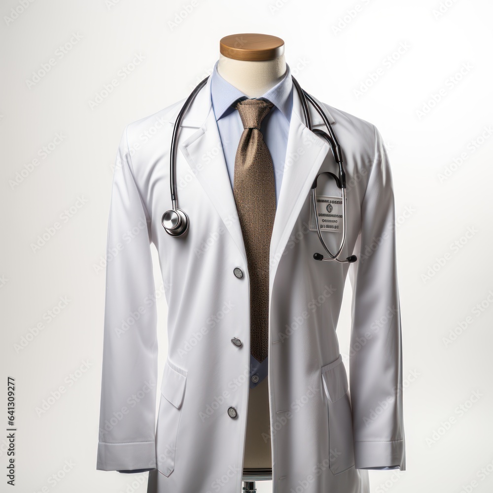 Plain background isolate, doctor uniform, medical and healthcare suit ...