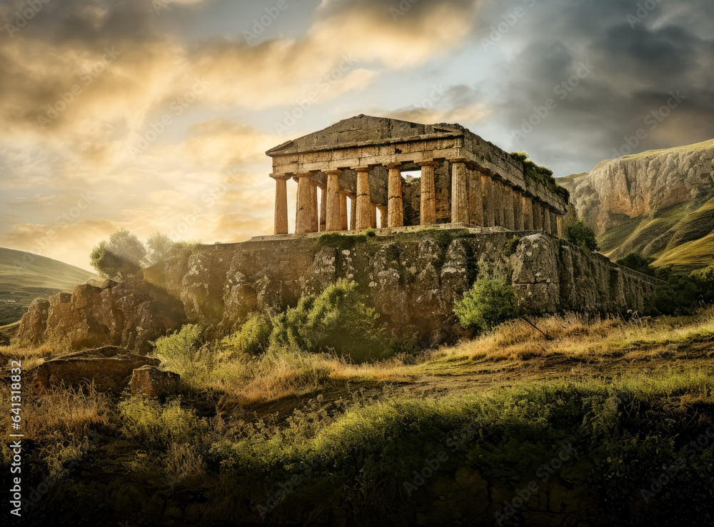 Ancient temples of segue in Italy, Temple in ancient Grecian hills ...