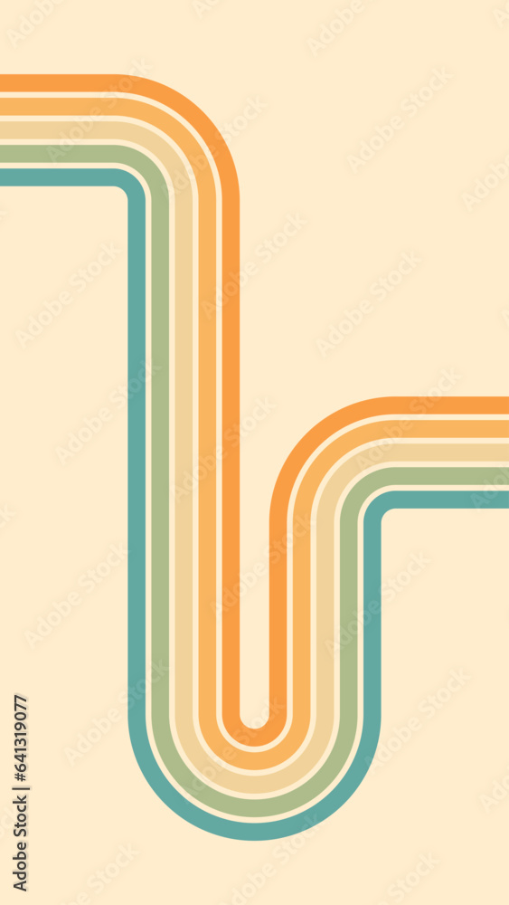 Abstract background of rainbow groovy Wavy Line design in 1970s Hippie ...