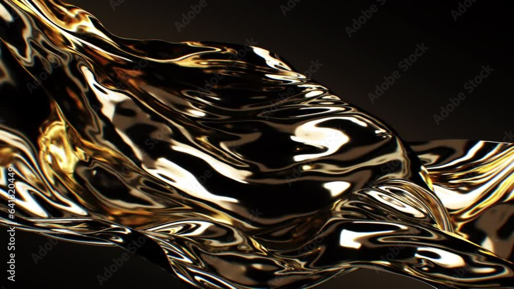Liquid Gold Flowing Seamless Slow Motion. Looped Melted Golden Metal ...