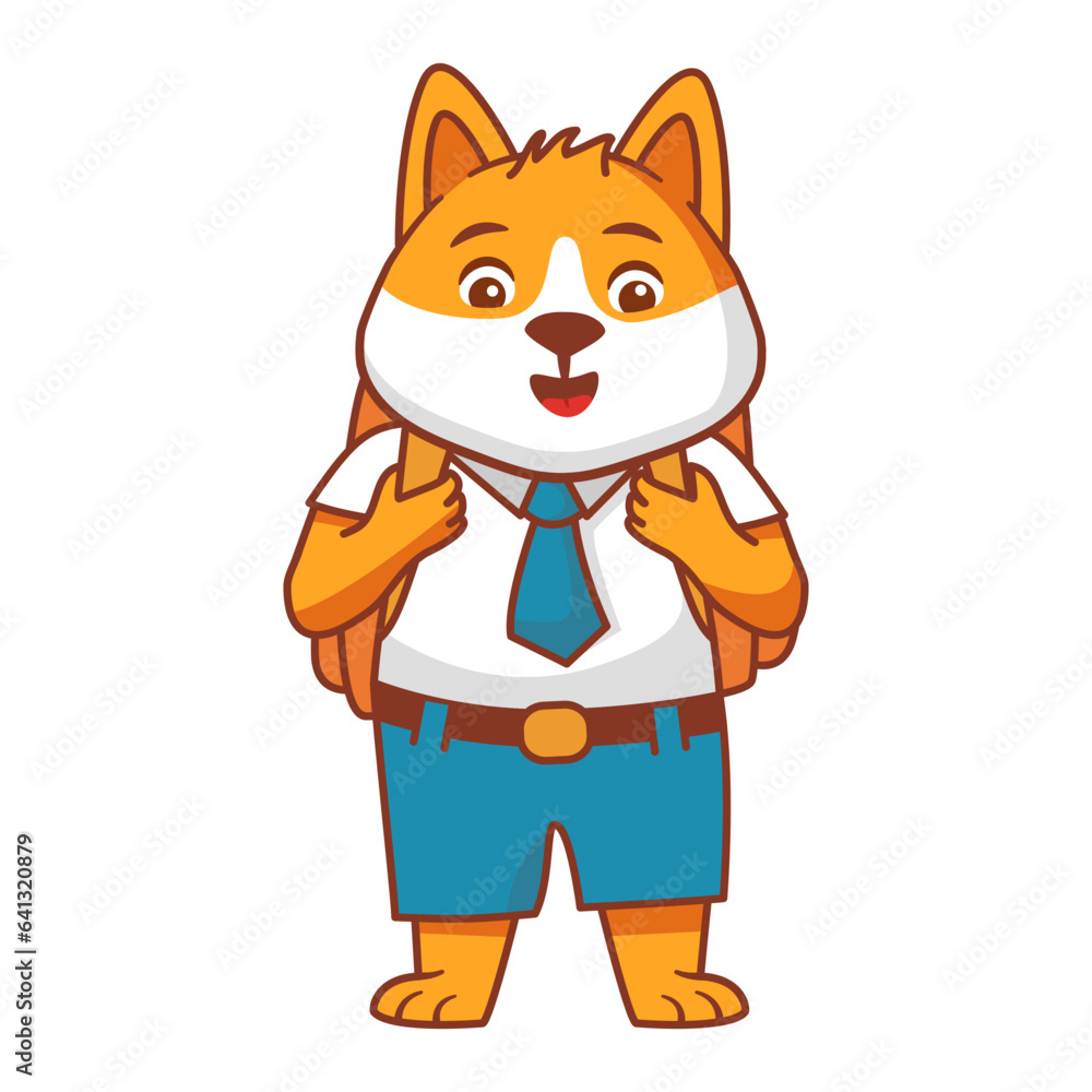 Cute dog or backpack get ready go to school. Animal back to school. The ...