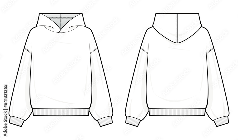 Classic Hoodie technical fashion illustration. hoodie vector template ...