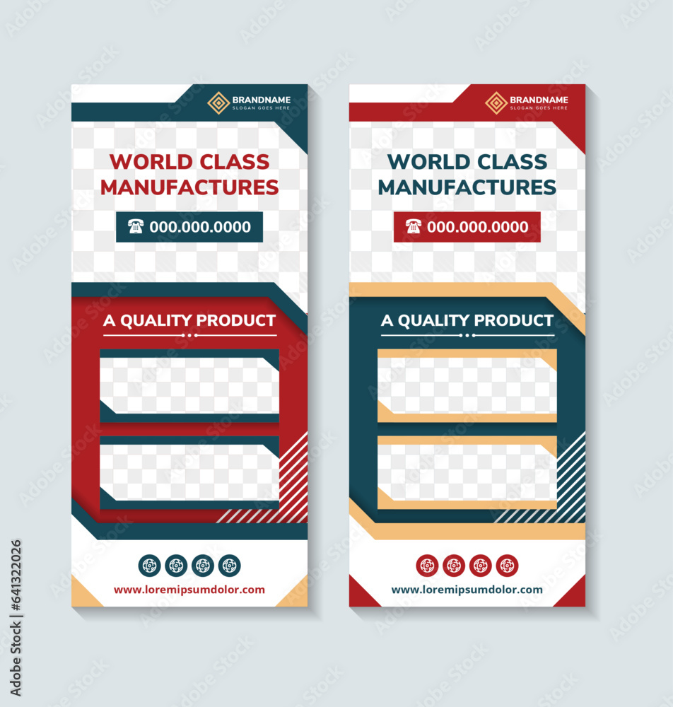world class manufactures roll up banner design template in vertical ...