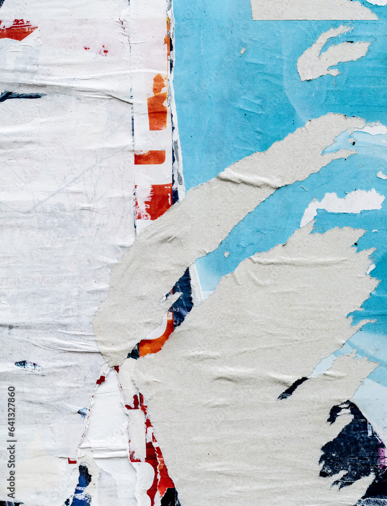 Torn Ripped Aged Colorful Paper Posters. Urban Street Gray Wall Surface ...
