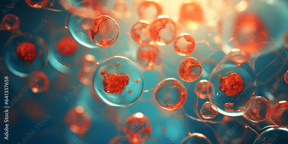 cells flowing through a microscope, Cell and Gene Therapy, DNA molecule ...