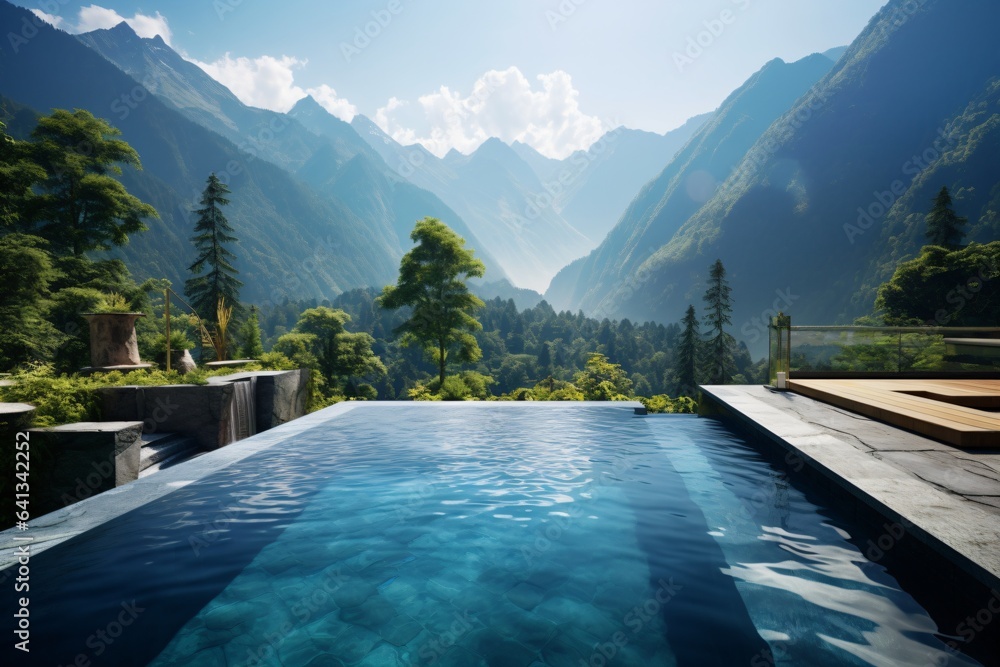 Infinity swimming pool in a luxurious tropical resort or villa Stock ...