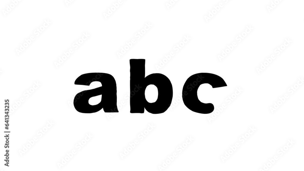 ABC letters small forming cartoon animation black on white. Hand drawn ...