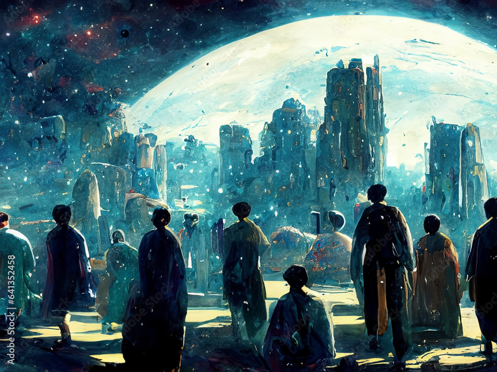 Concept of a post apocalyptic futuristic modern city, with distressed ...