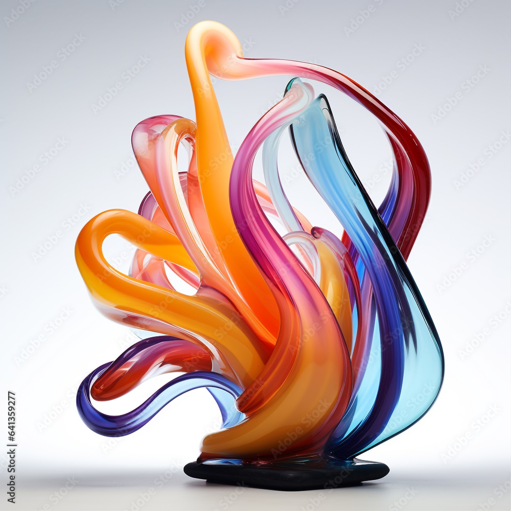 abstract colorful art glass sculpture with surreal sculpture in organic ...