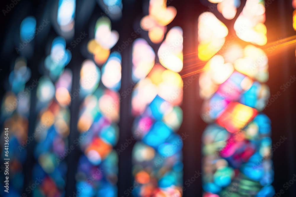 Soft-focus of a stained glass window in a church, Blurry, for text ...